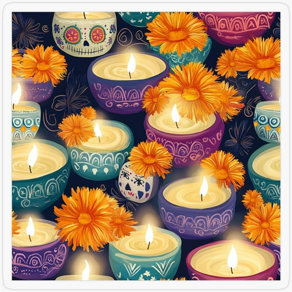 DOPASTICKER Dã£Â­A De Los Muertos Candles Sticker Phone Decal Water ...