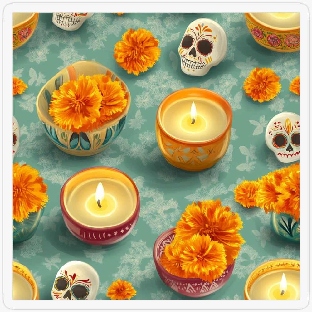 DOPASTICKER Dã£Â­A De Los Muertos Candles Sticker Phone Decal Water ...