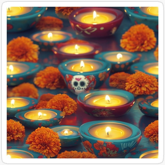DOPASTICKER Dã£Â­A De Los Muertos Candles Sticker Phone Decal Water ...