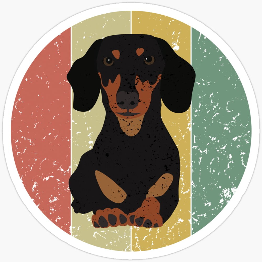 DOPASTICKER Dachshund Dog Breed Rescue Puppies, Retro Design Gift ...