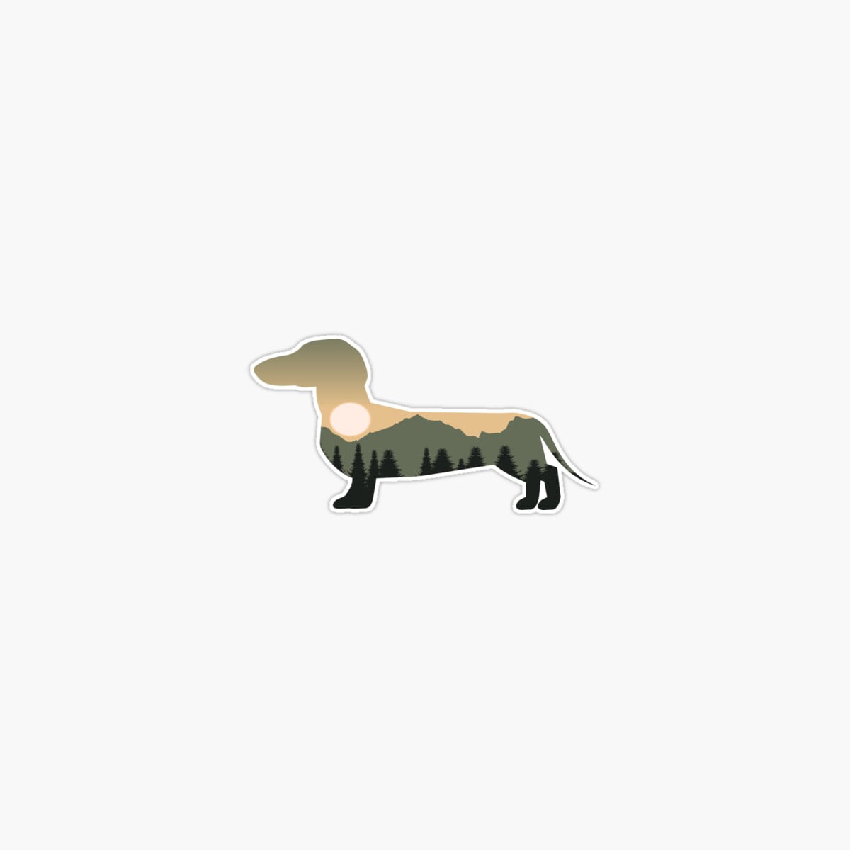DOPASTICKER Dachshund Dog Forest Mountain Sunset Gift Sticker, Phone ...
