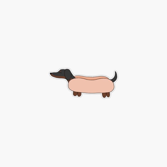 DOPASTICKER Dachshund In Hot Dog, Weiner Bun, Black And Tan Dog Sticker ...