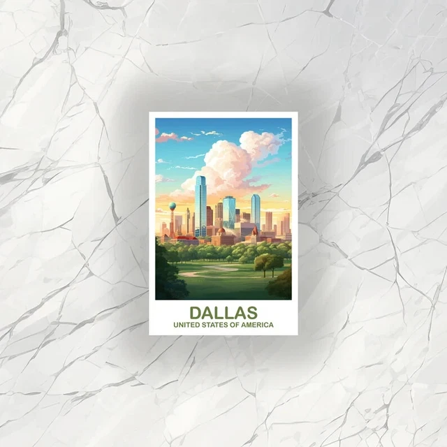 DOPASTICKER Dallas Texas Travel Sticker, Dallas Art, Texas Wall Art ...