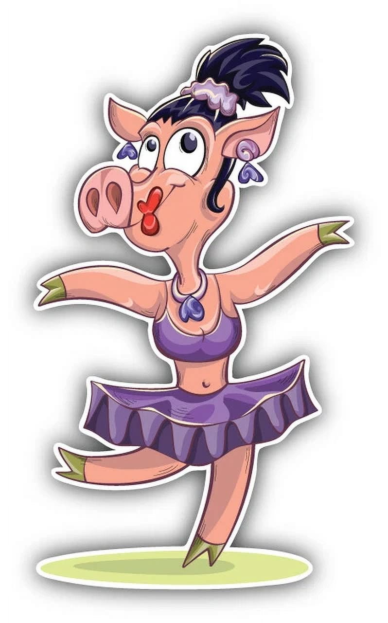 DOPASTICKER Dancing Ballerina Pig Sticker Decal Phone Decal Water ...