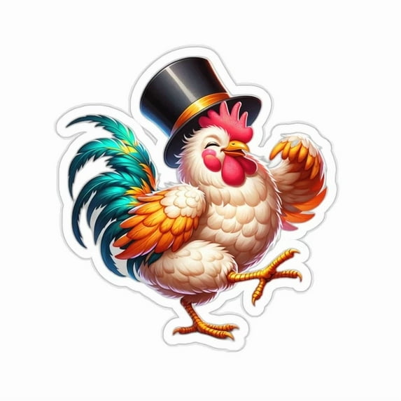 DOPASTICKER Dancing Chicken Top Hat Joyful Colorful Animal Farm, Phone ...
