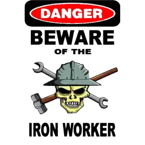 DOPASTICKER Danger Beware Of The Iron Worker With Skull Sticker Phone ...