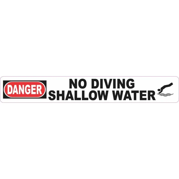DOPASTICKER Danger No Diving Shallow Water Sticker Phone Sticker, Latop ...