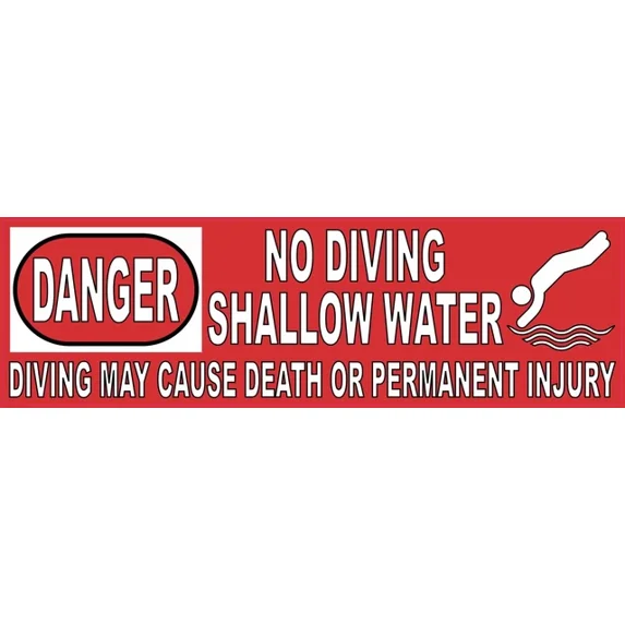 DOPASTICKER Danger No Diving Shallow Water Sticker Phone Sticker, Latop ...