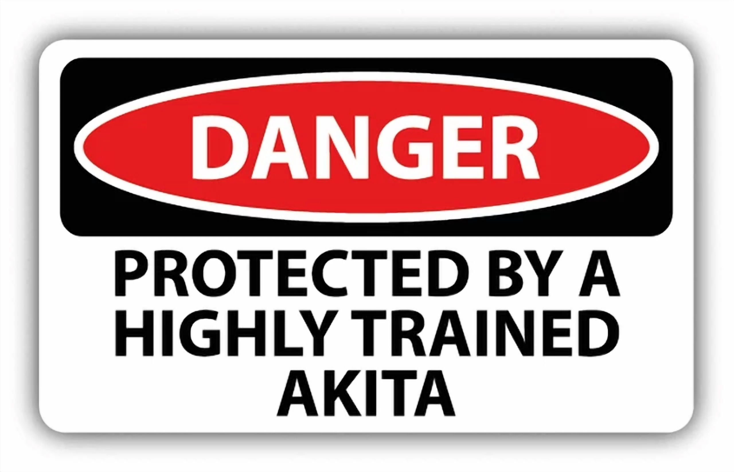 DOPASTICKER Danger Protected By A Highly Trained Akita Sign Sticker ...