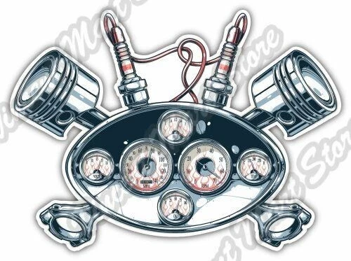 DOPASTICKER Dashboard Piston Spark Plug Racing Car Window Sticker Decal ...