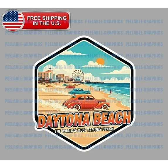 DOPASTICKER Daytona Beach Florida Sticker Souvenir Travel Sticker Phone ...