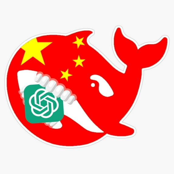 DOPASTICKER Deepseek Whale Chinese Flag Eating Chatgpt Sticker, Phone ...