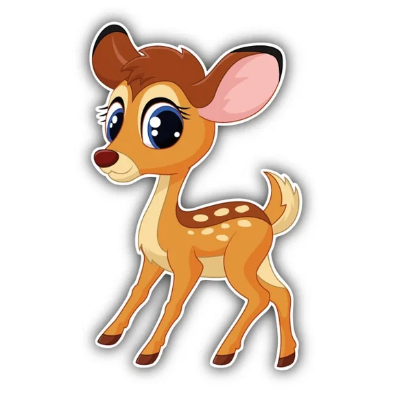 DOPASTICKER Deer Cartoon Sticker Decal Phone Decal Water Bottle ...