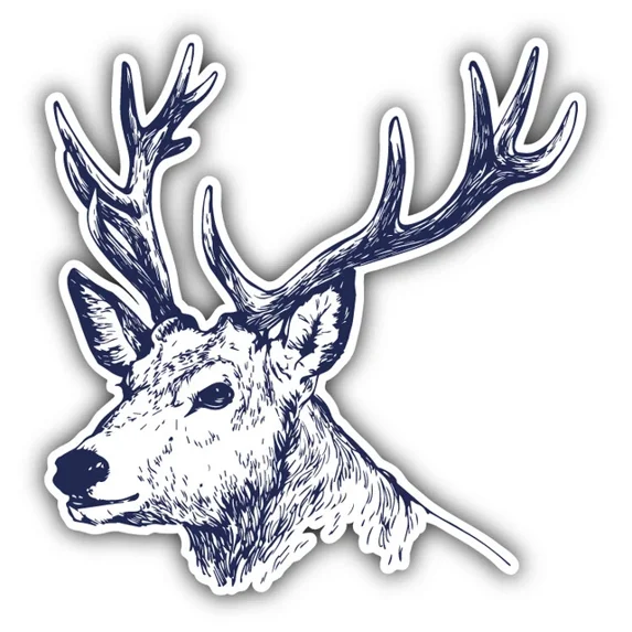 DOPASTICKER Deer Head Sketch Sticker Decal Phone Decal Water Bottle ...