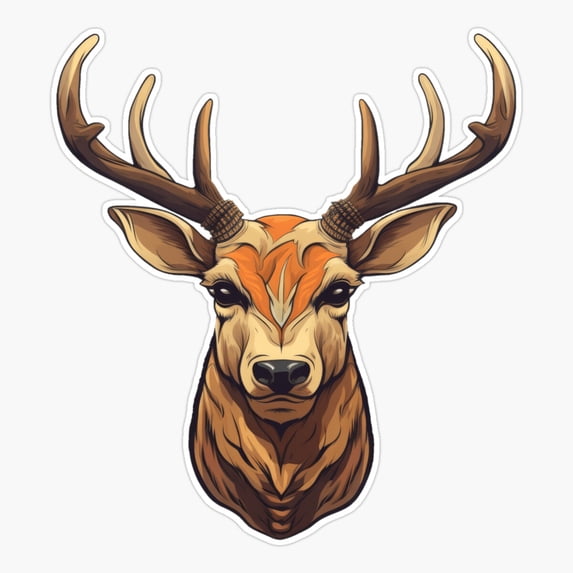 DOPASTICKER Deer Head Vintage Retro Sticker, Phone Sticker Car Stickers ...