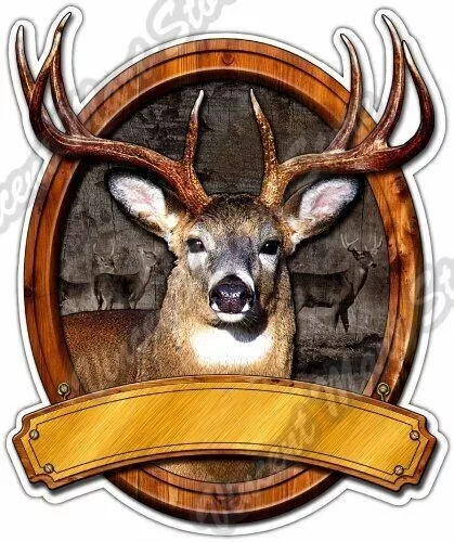 DOPASTICKER Deer Head White Tail Stare Hunting Antlers Car Sticker ...