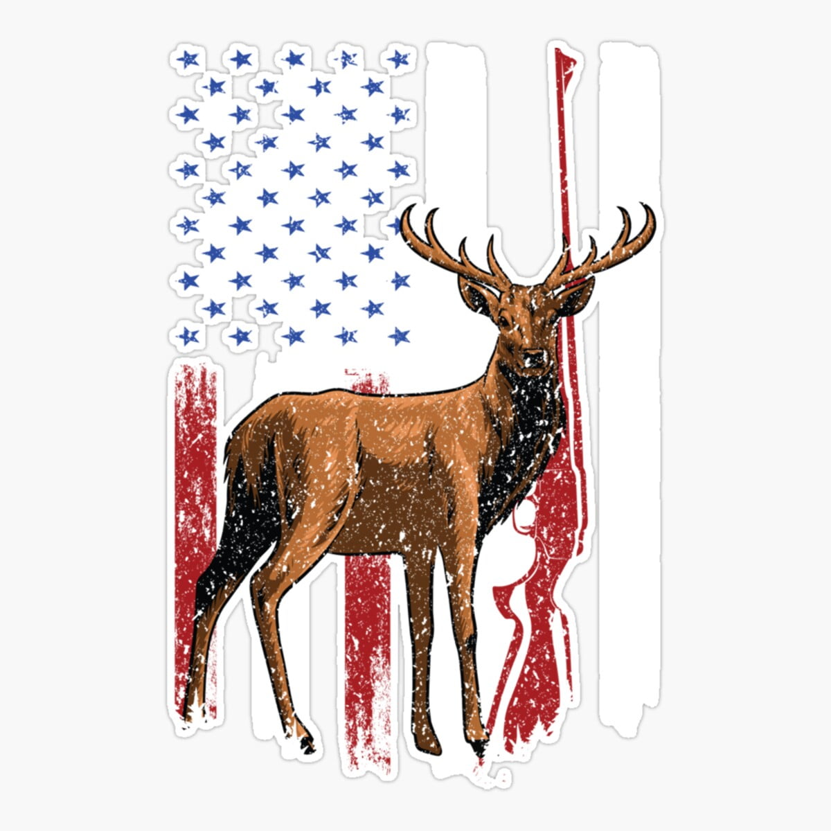 DOPASTICKER Deer Hunting Hunter Usa Lag Sticker, Phone Sticker Car ...