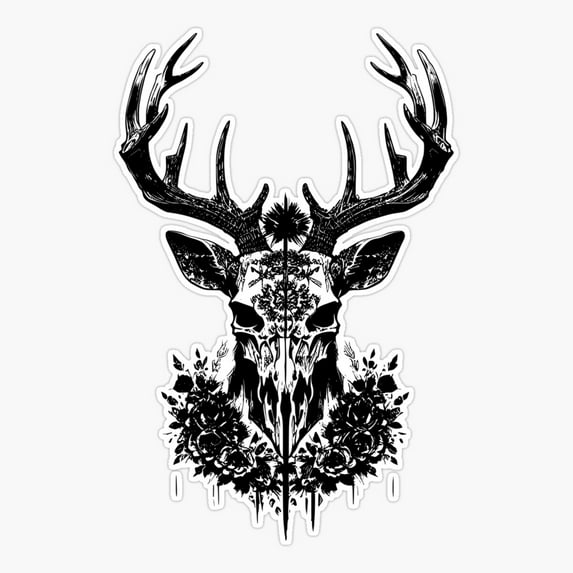 DOPASTICKER Deer Skull Americana Sticker, Phone Sticker Water Bottle ...