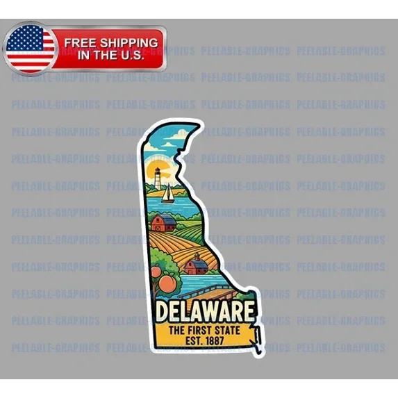 DOPASTICKER Delaware State De Sticker Souvenir Travel Sticker Phone ...