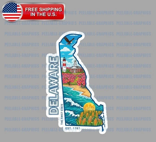 DOPASTICKER Delaware State De Sticker Souvenir Travel Sticker Phone ...