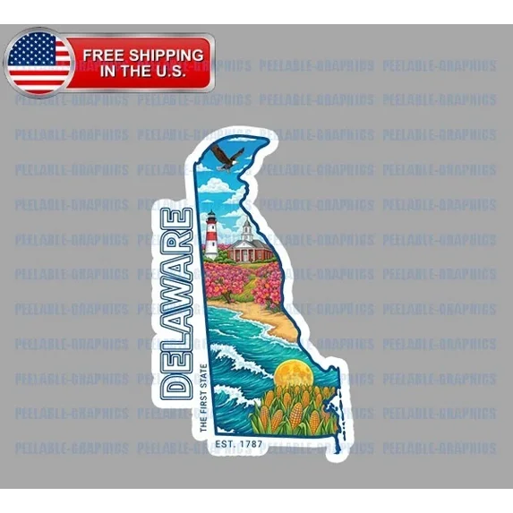 DOPASTICKER Delaware State De Sticker Souvenir Travel Sticker Phone ...