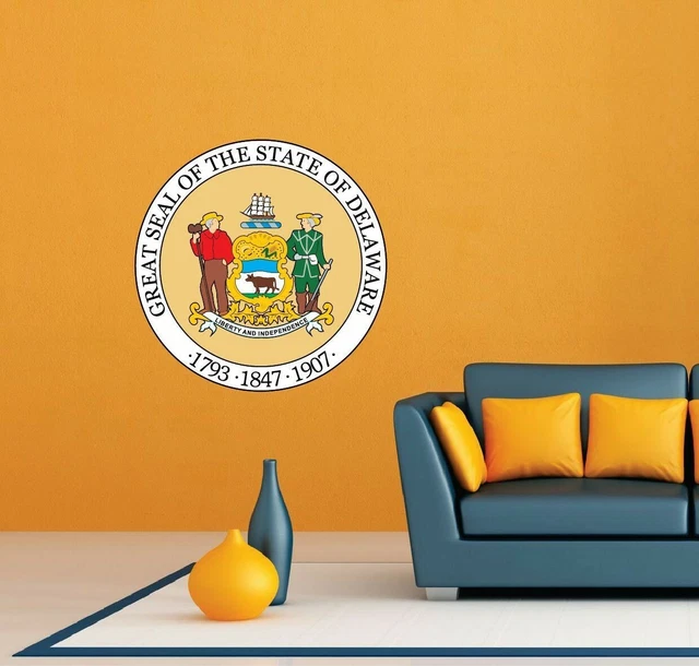 DOPASTICKER Delaware State Seal Usa Wall Room Garage Decor Sticker ...