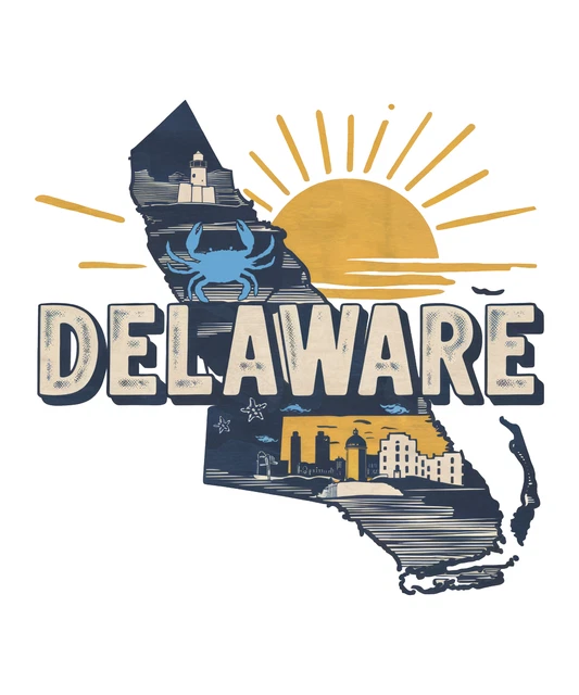 DOPASTICKER Delaware State Sticker Usa Farmland Home Country Retro ...