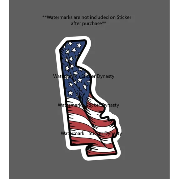 DOPASTICKER Delaware Sticker Usa Flag State America United States ...