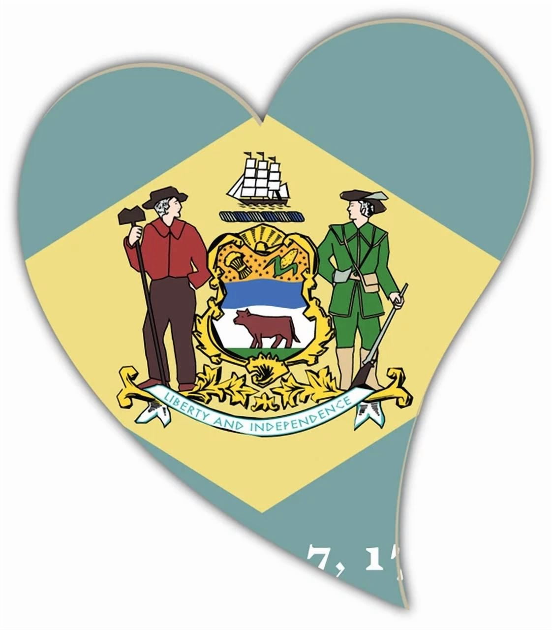 DOPASTICKER Delaware Usa State Flag Heart Icon Car Sticker Decal Phone ...