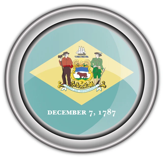 DOPASTICKER Delaware Usa State Flag Silver Badge Car Sticker Decal ...