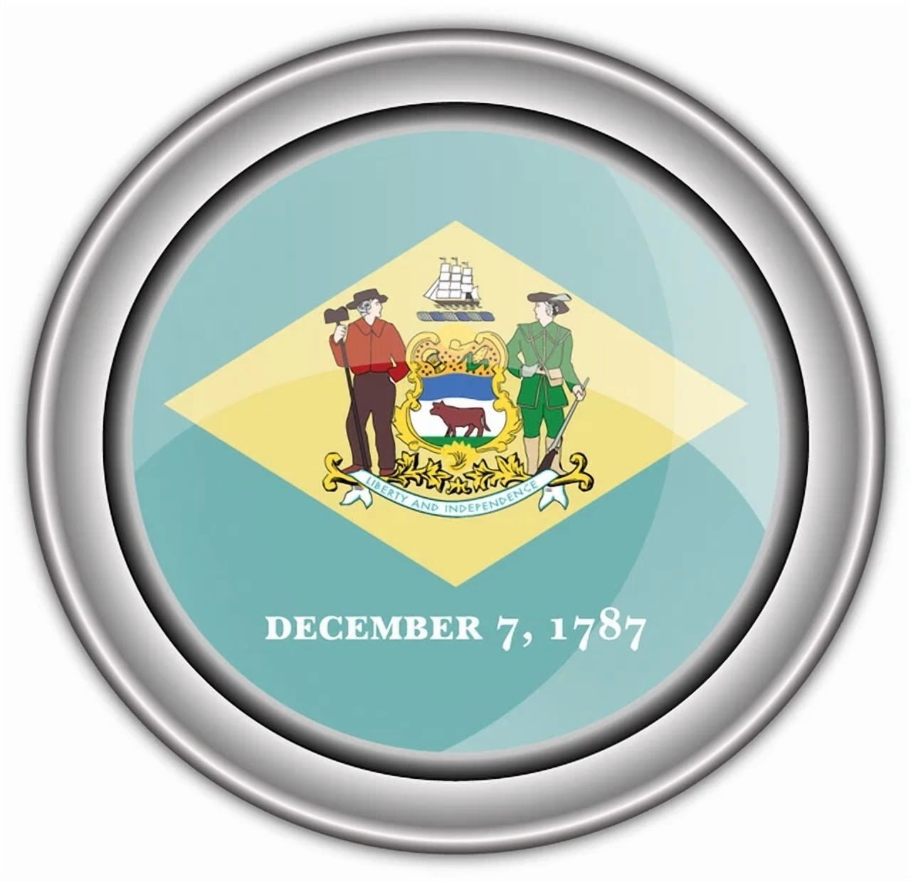 DOPASTICKER Delaware Usa State Flag Silver Badge Sticker Decal Phone ...