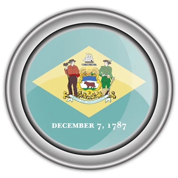 DOPASTICKER Delaware Usa State Flag Silver Badge Sticker Decal Phone ...