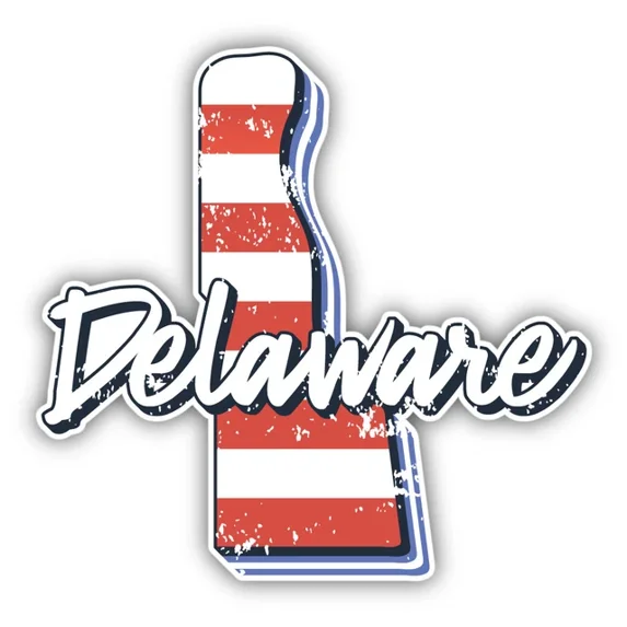 DOPASTICKER Delaware Usa State Map Flag Sticker Decal Phone Decal Water ...