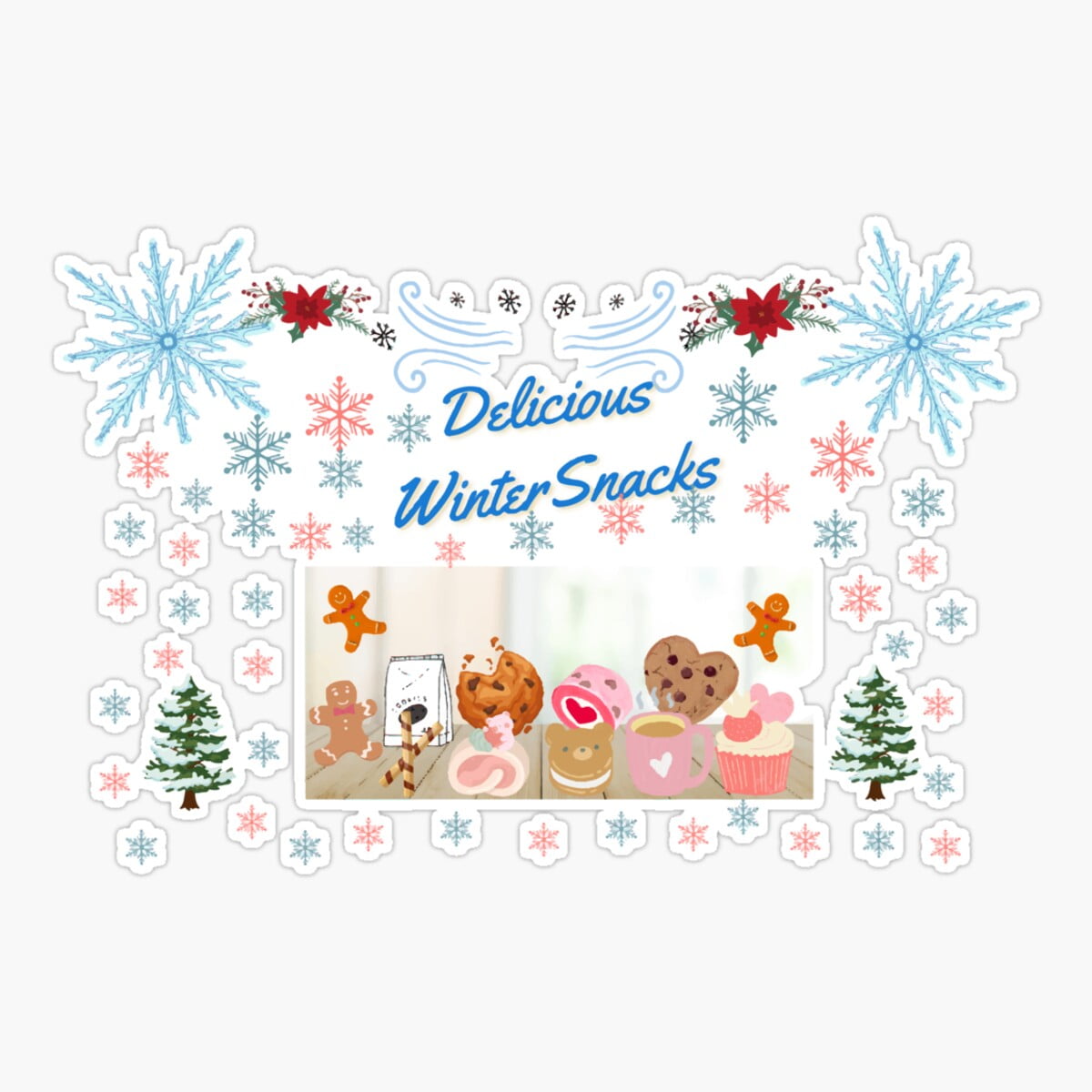 DOPASTICKER Delicious Winter Snacks And Cake Sticker, Phone Sticker Car ...