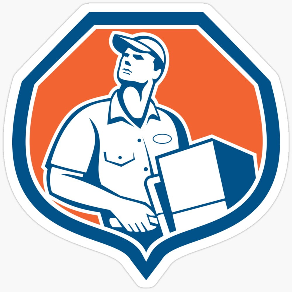 DOPASTICKER Delivery Worker Deliver Package Carton Box Retro Sticker ...