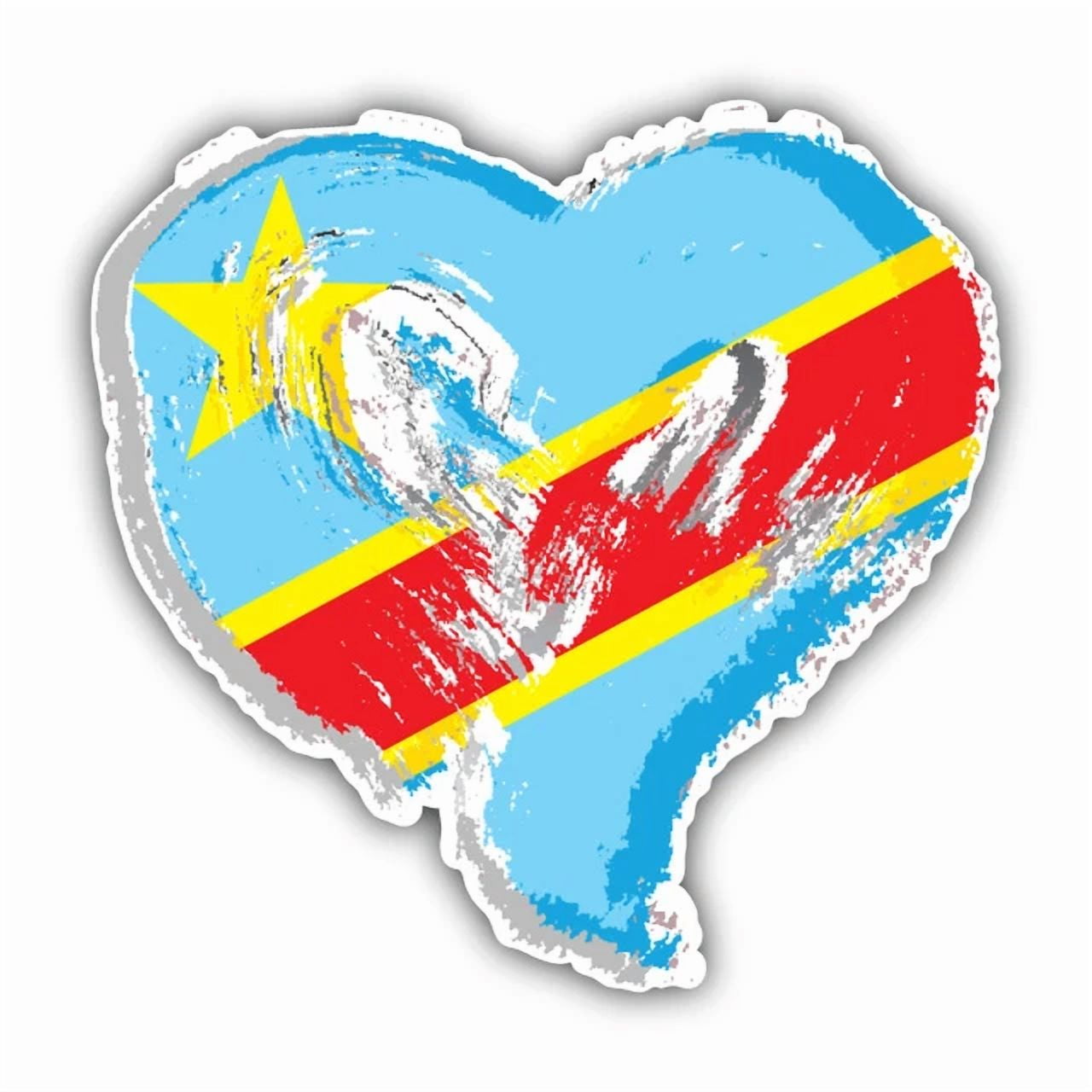 DOPASTICKER Democratic Republic Of Congo Grunge Heart Flag Sticker ...