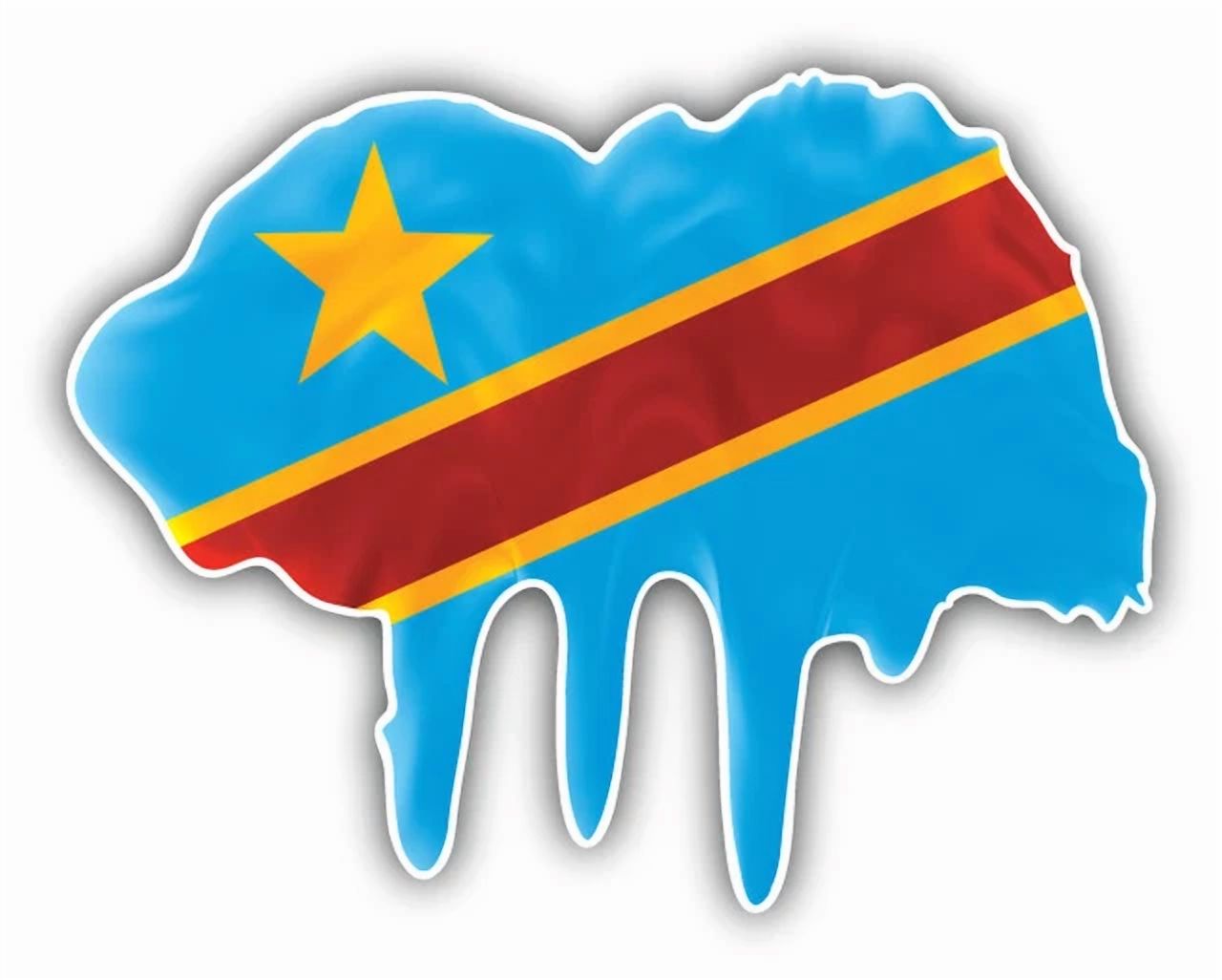 DOPASTICKER Democratic Republic Of Congo Flag Blot Sticker Decal Phone ...