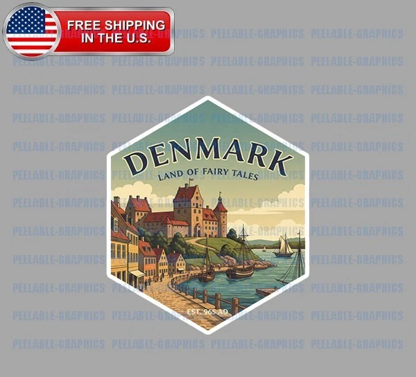 DOPASTICKER Denmark Country Sticker Souvenir Travel Map Euro Sticker ...