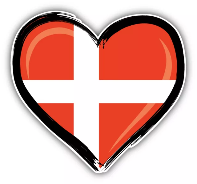 DOPASTICKER Denmark Flag Grunge Heart Sticker Decal Phone Decal Water ...