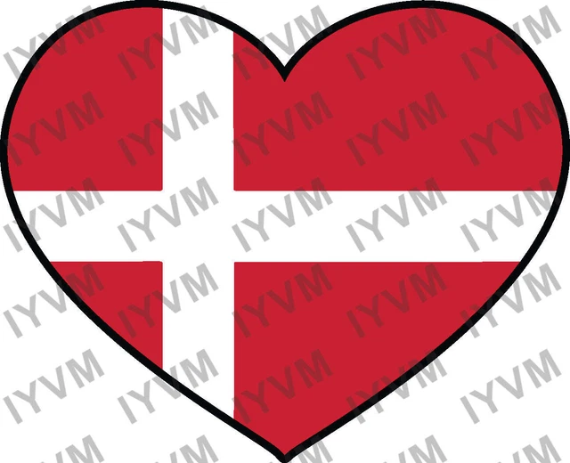 DOPASTICKER Denmark Flag Heart Sticker Decal Phone Decal Water Bottle ...