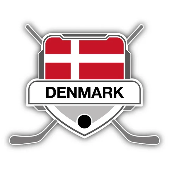 DOPASTICKER Denmark Flag Hockey Crest Sticker Decal Phone Decal Water ...