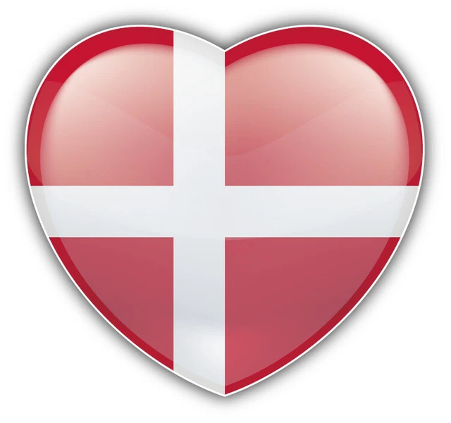 DOPASTICKER Denmark Heart Flag Sticker Decal Phone Decal Water Bottle ...