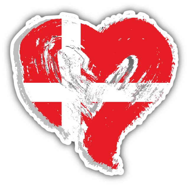 DOPASTICKER Denmark Heart Flag Sticker Decal Phone Decal Water Bottle ...