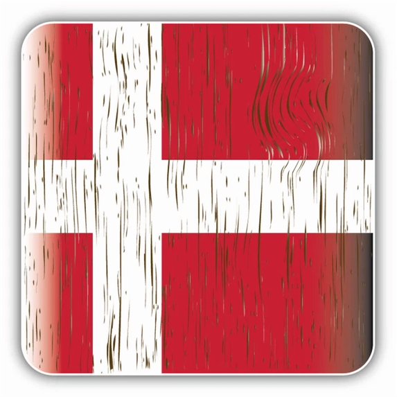 DOPASTICKER Denmark Wooden Flag Sticker Decal Phone Decal Water Bottle ...