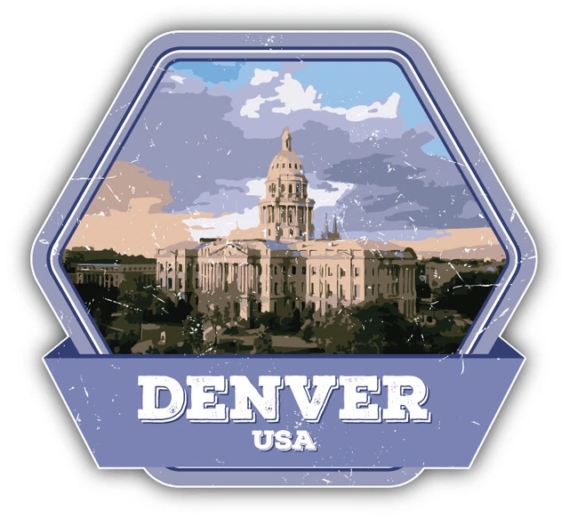 DOPASTICKER Denver City Usa Grunge Vintage Travel Label Sticker Decal ...