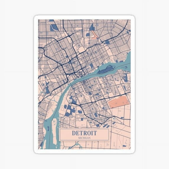 DOPASTICKER Detroit City Map Sticker Phone Decal Water Bottle Stickers ...