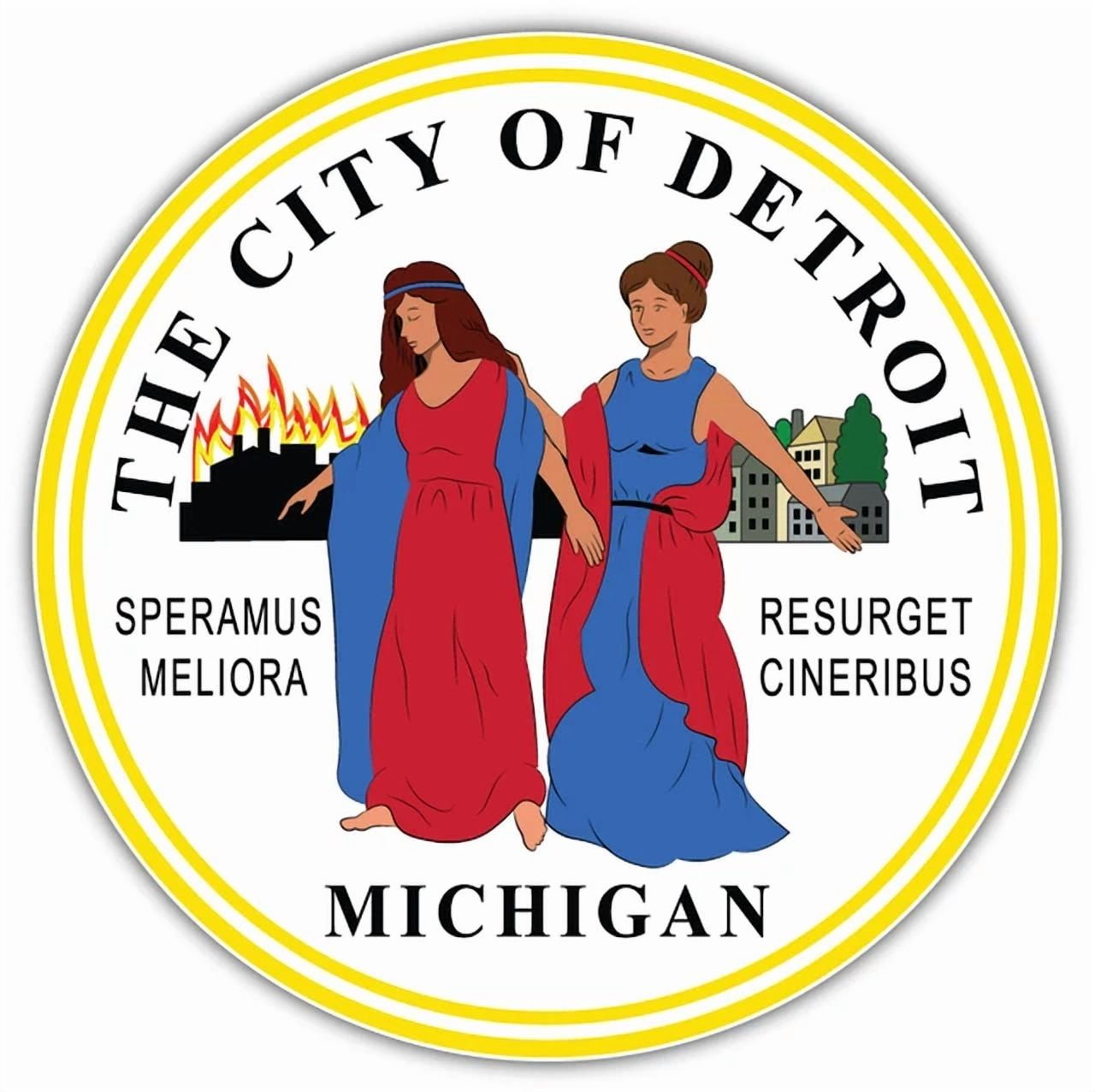 DOPASTICKER Detroit City Michigan Usa State Emblem Car Sticker Phone ...