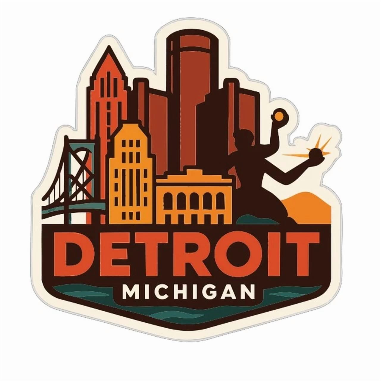 DOPASTICKER Detroit Michigan Sticker Decal City Skyline Landmark Design ...