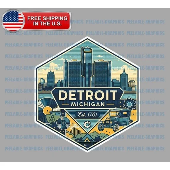 DOPASTICKER Detroit Michigan Sticker Toolbox Sticker Phone Sticker ...