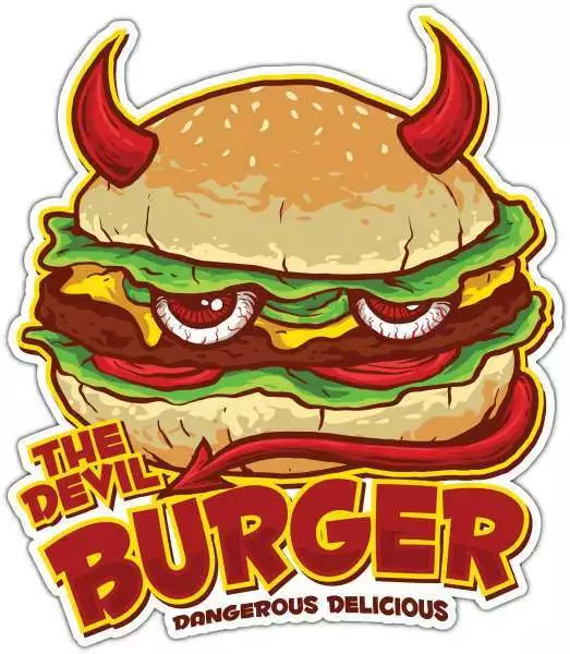 DOPASTICKER The Devil Burger Cheeseburger Food Car Window Sticker Decal ...